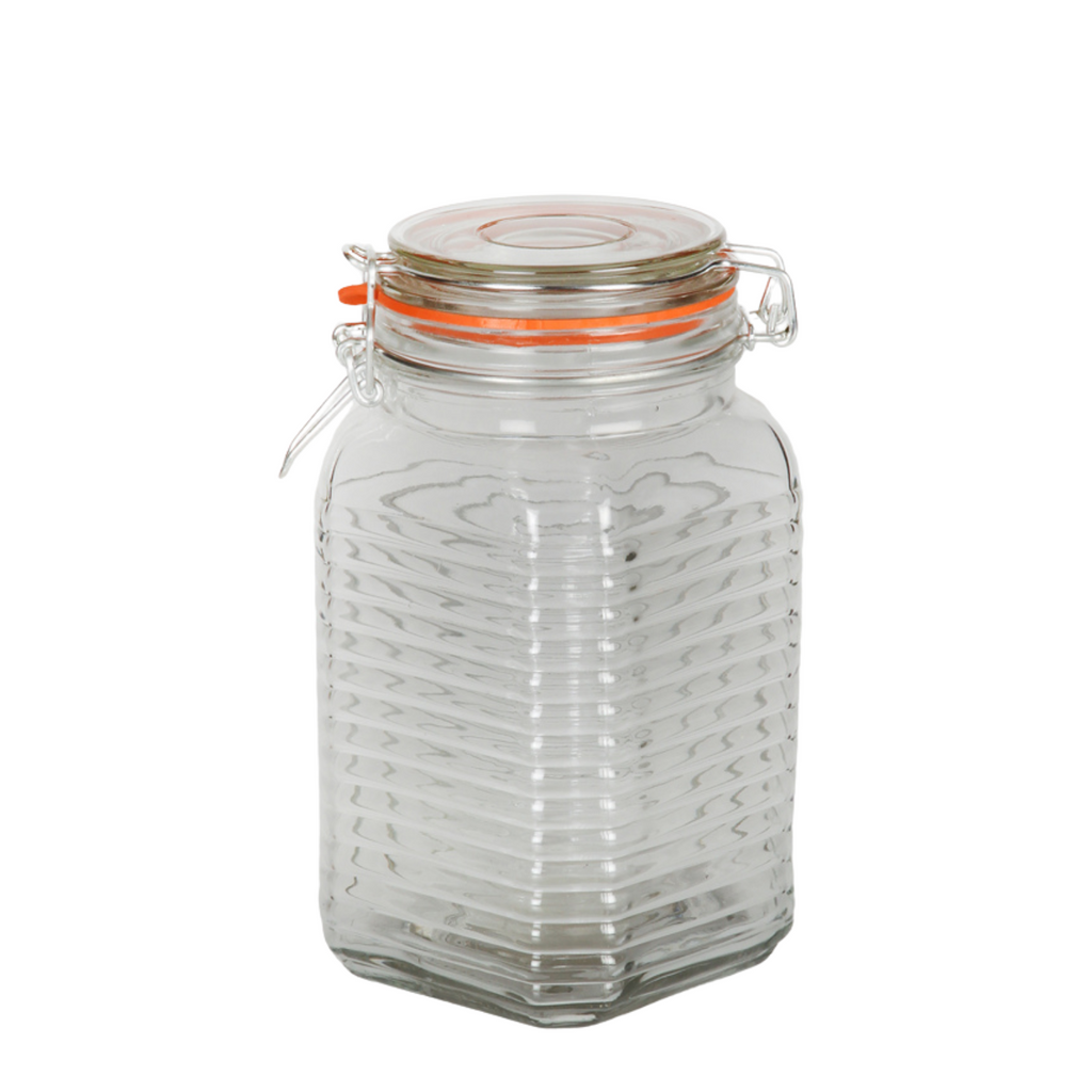 1.3L Ribbed Kilnclip Jar with Orange Seal | Airtight Jar for Dry Goods ...