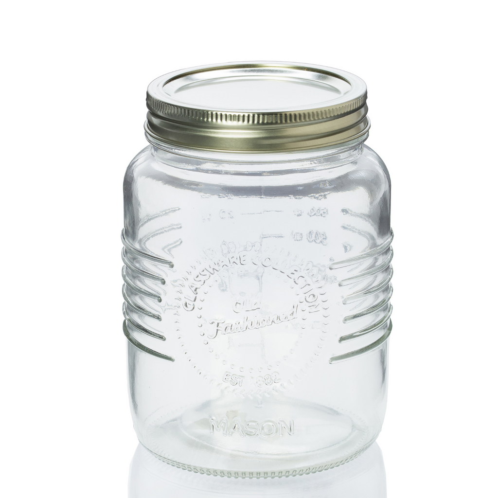 2L Old Fashioned Mason Jar with Screw Lid | Extra-Large Glass Jar for ...